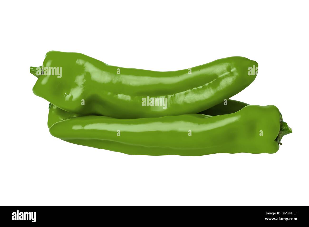 Fresh green capsicum sweet pepper isolated. A set of peppers ...
