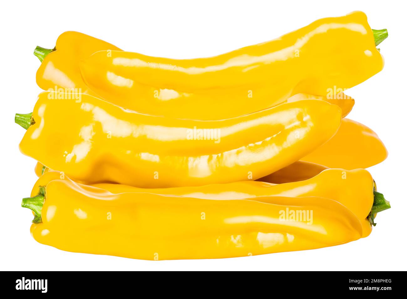 Fresh yellow capsicum sweet pepper isolated. A set of peppers ...