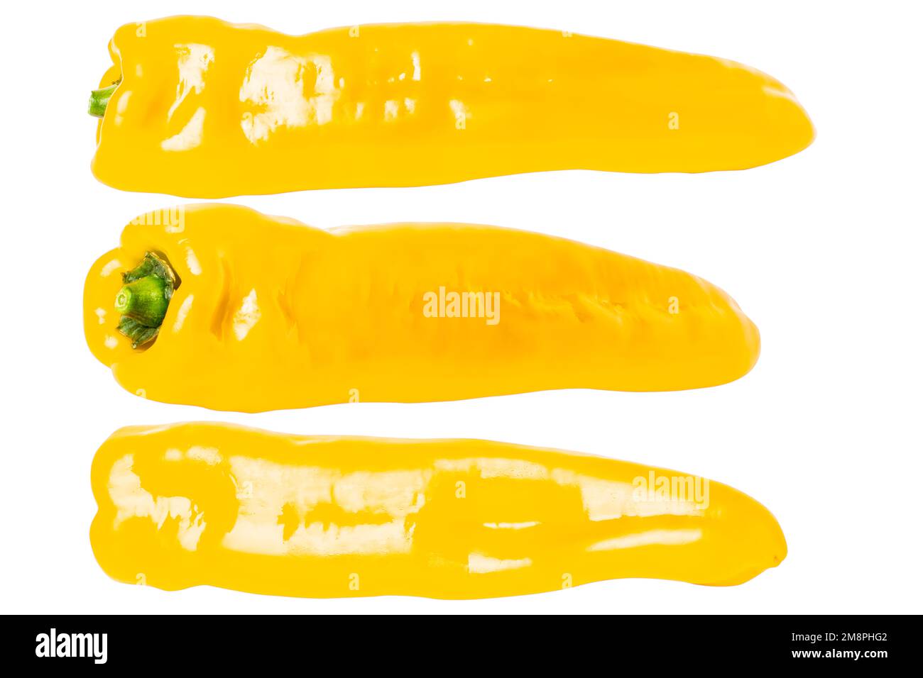 Fresh yellow capsicum sweet pepper isolated. A set of peppers ...