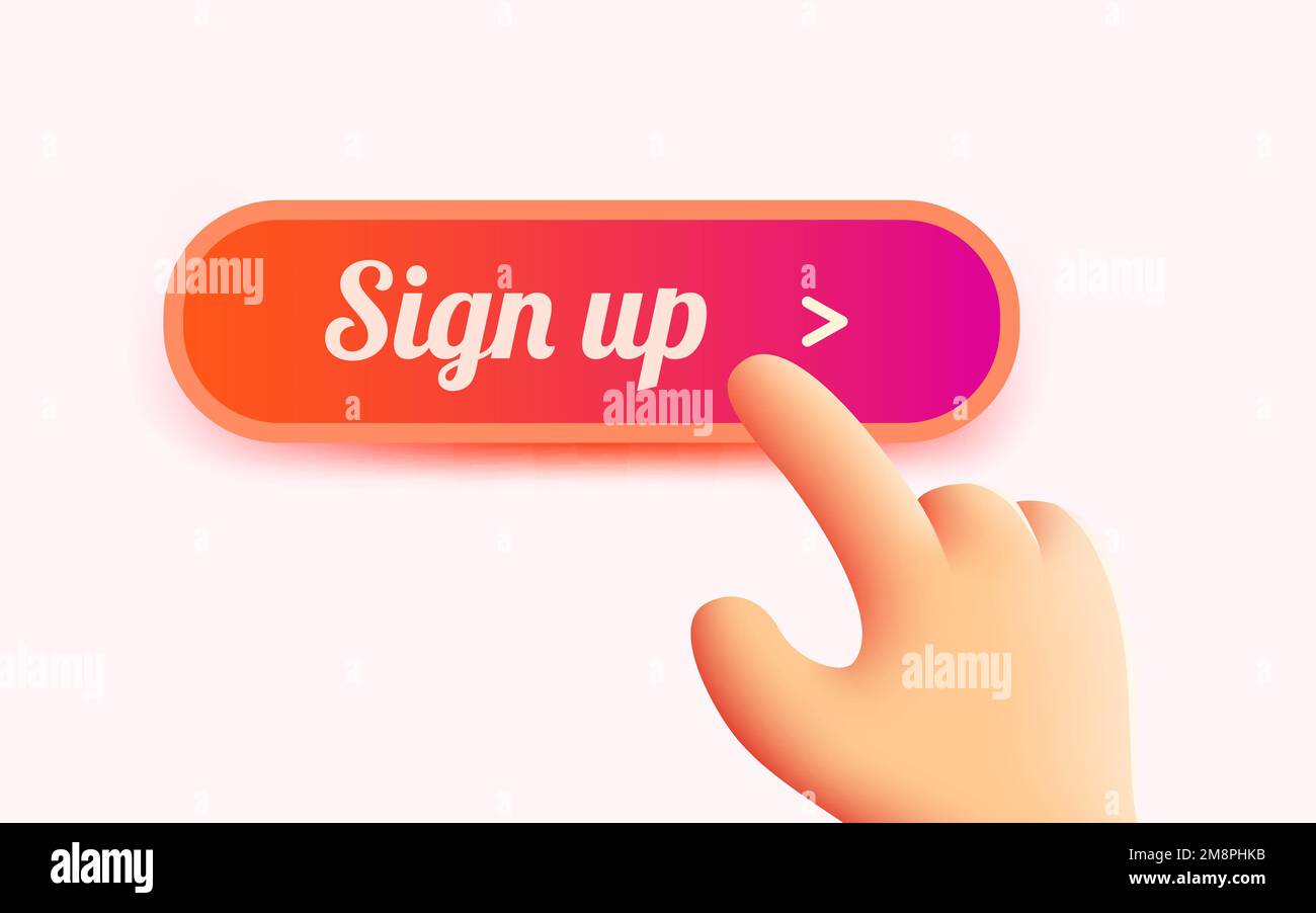 Hand presses the sign up button. Vector illustration Stock Vector Image ...