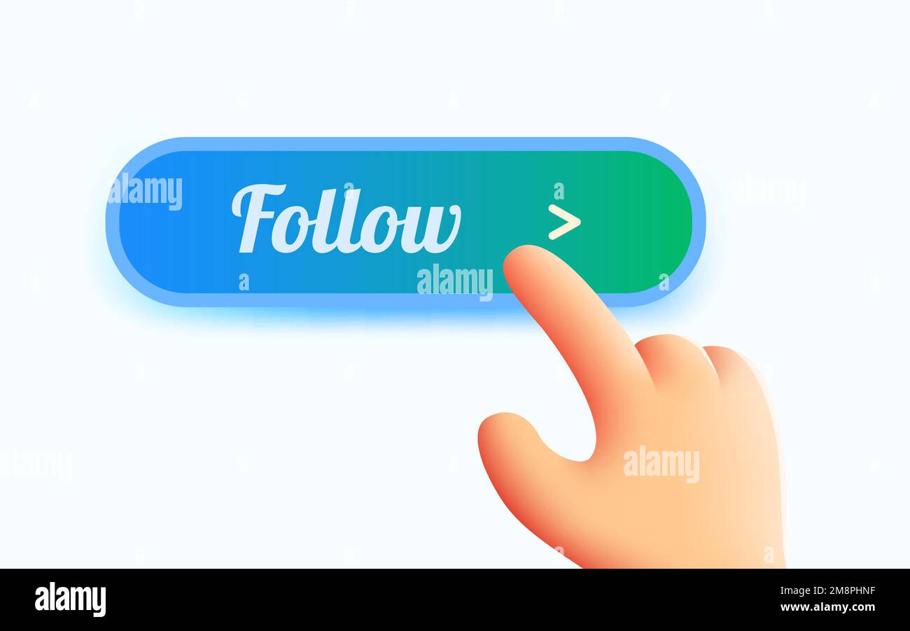 Hand presses the follow button. Vector illustration Stock Vector Image ...