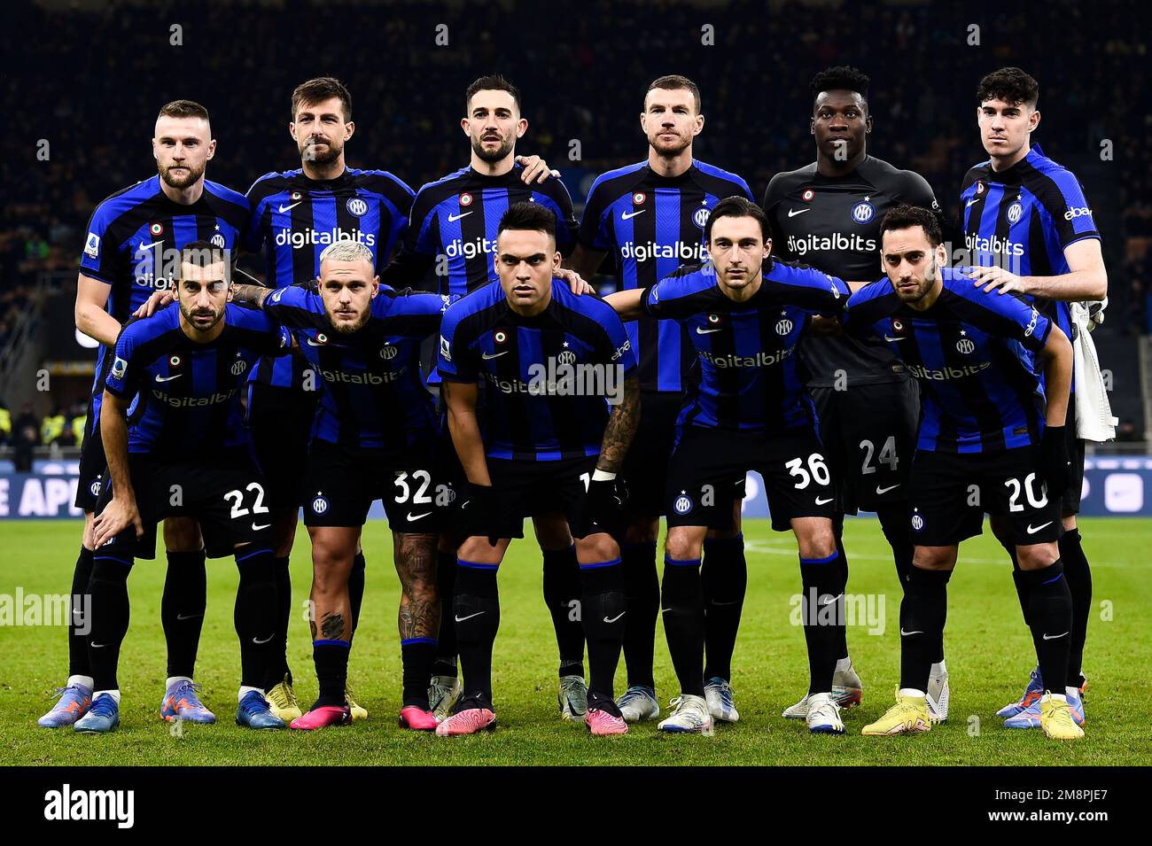 Milan, Italy. 14 January 2023. Player sof FC Internazionale pose for a team photo prior to the ...