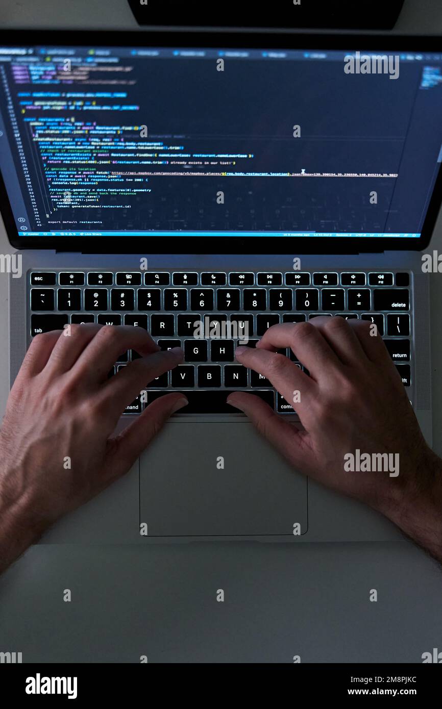 Software source code on laptop hi-res stock photography and images - Alamy