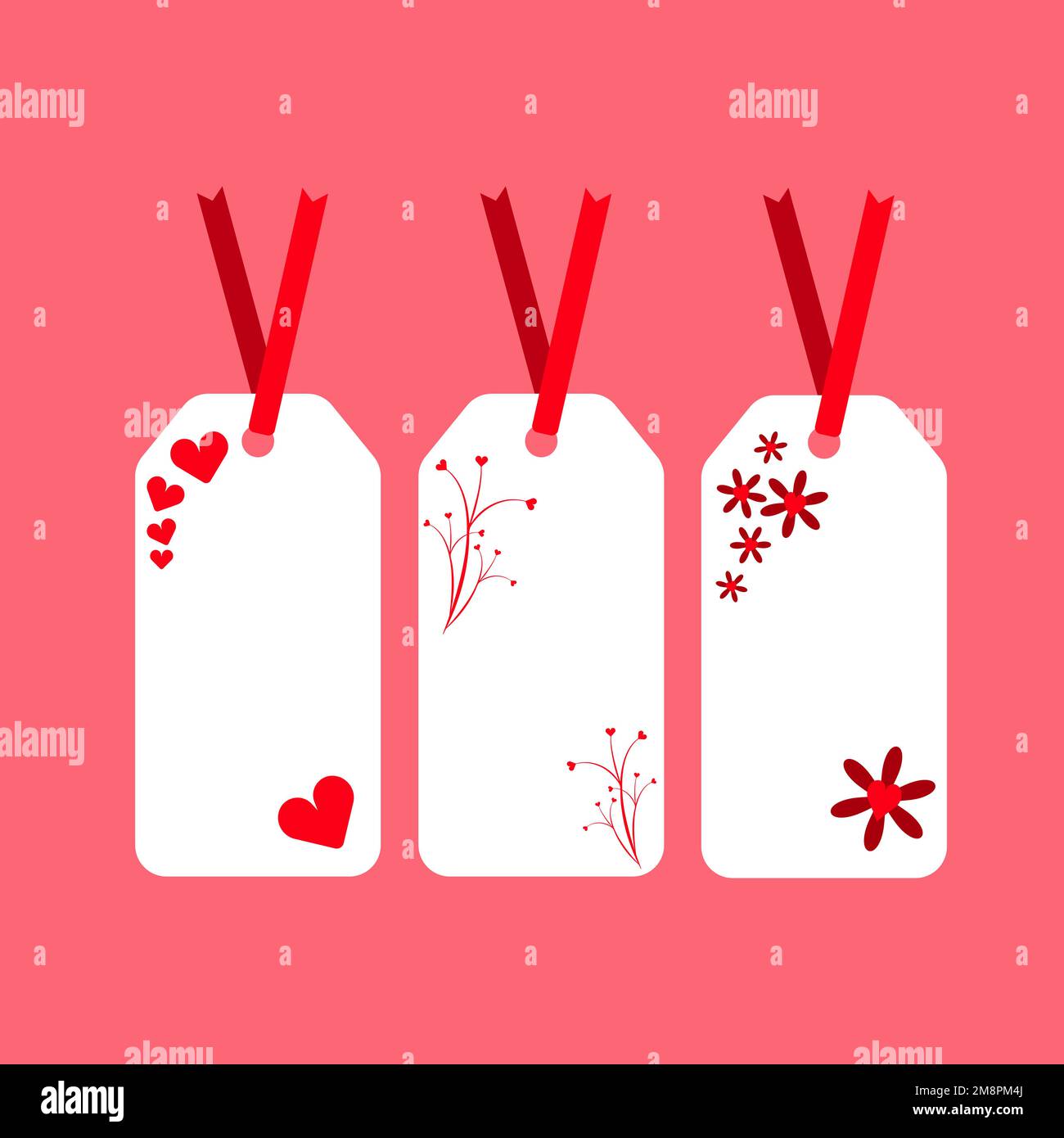 Set of blank labels, gift tag for a present with love decorates, hearts ...