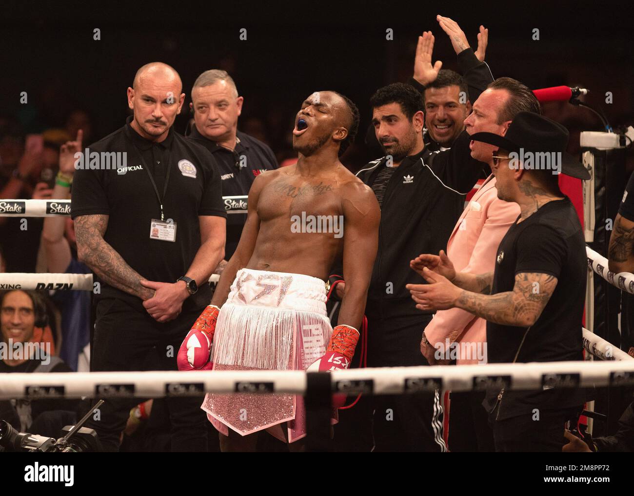 KSI wins his cruiserweight bout against FaZe Temperrr at the OVO Arena ...