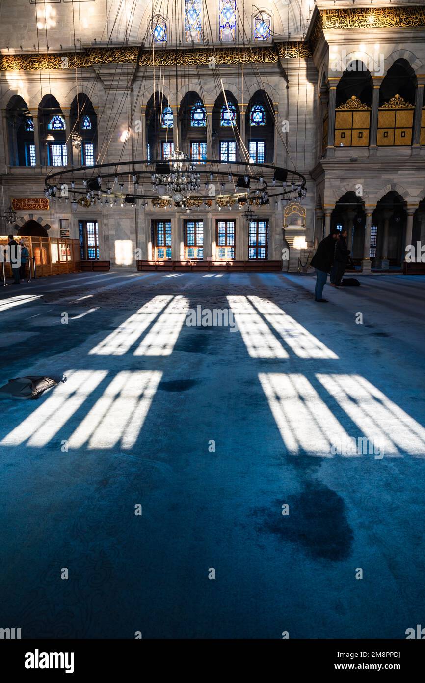 Shadows of the windows on the carpet in Nuruosmaniye Mosque. Islamic ...