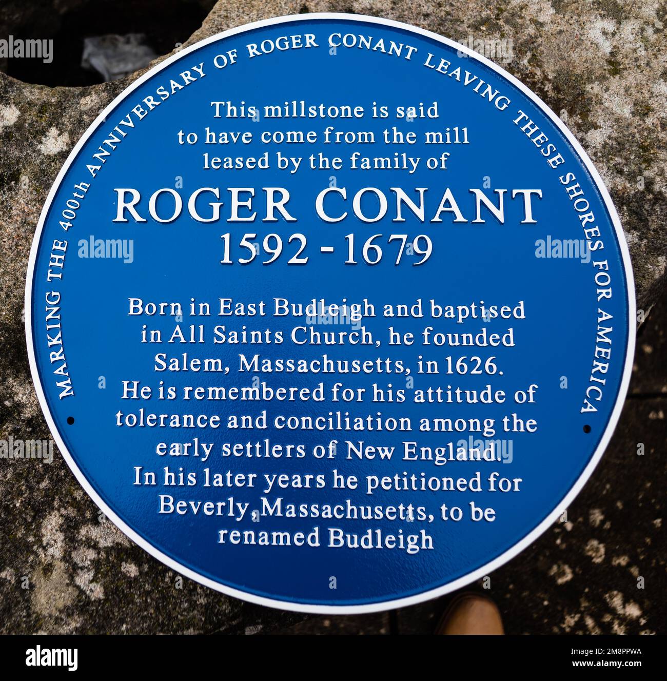 Roger Conant Plaque at All Saints East Budleigh Stock Photo - Alamy