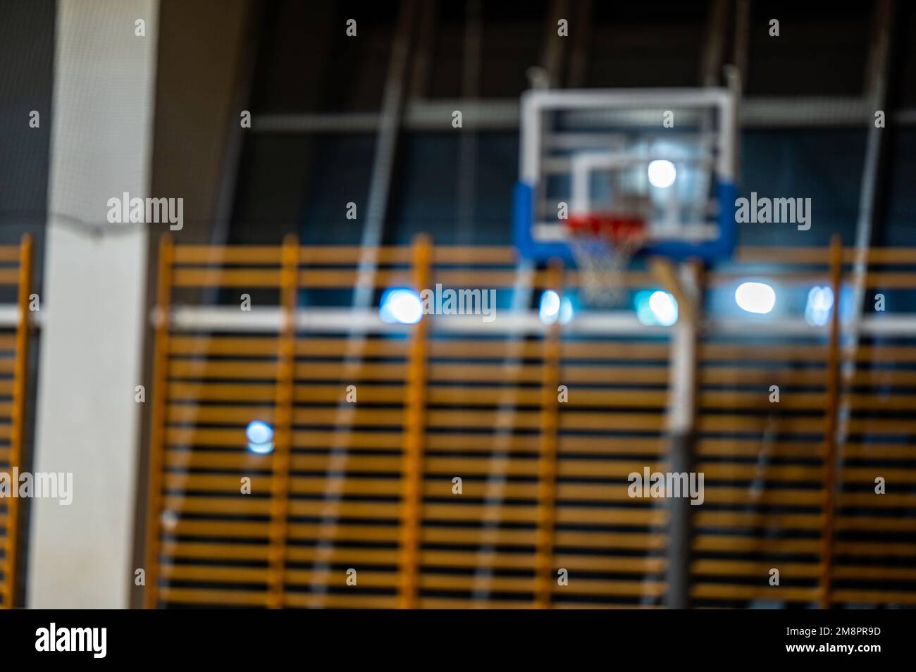 Blurred background of empty european gym class for school sports, no ...