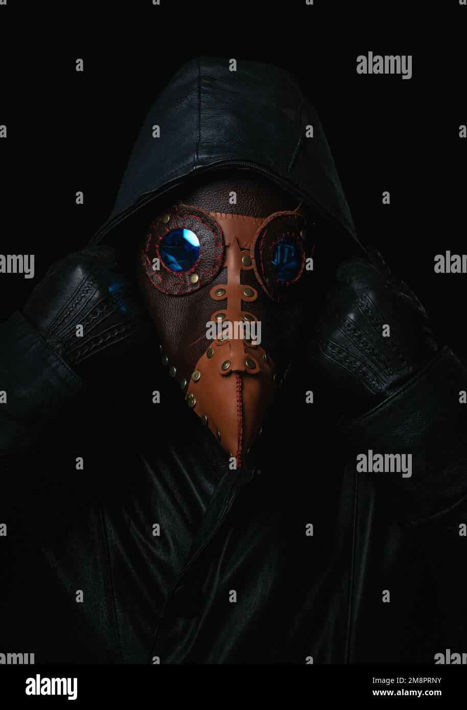 Plague doctor with crow-like mask isolated on black background Creepy ...