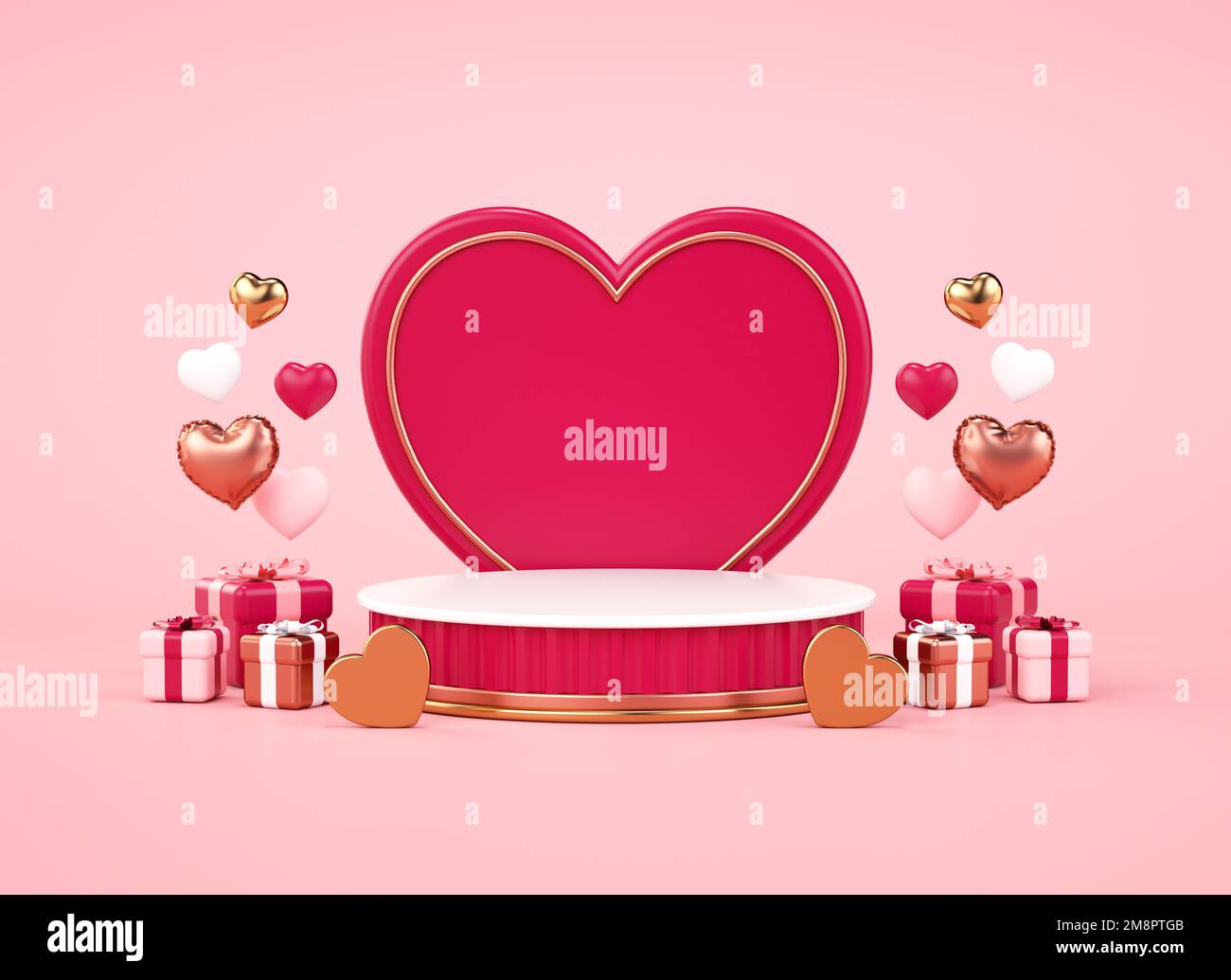 Valentines day product platform for banner or card background in 3D ...