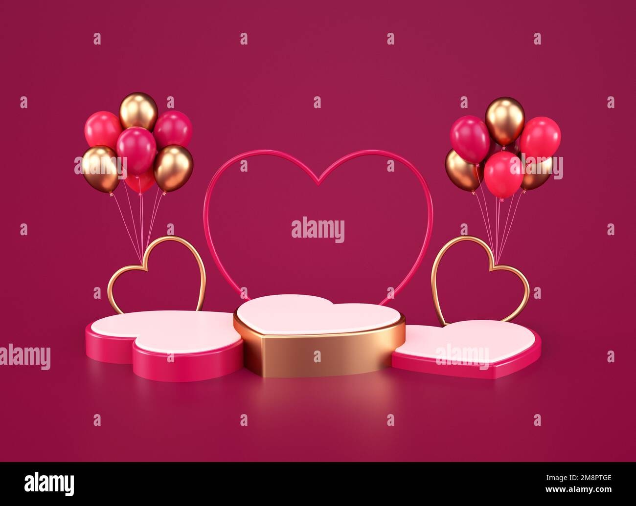 Valentines day special offer banner with three heart shaped product ...