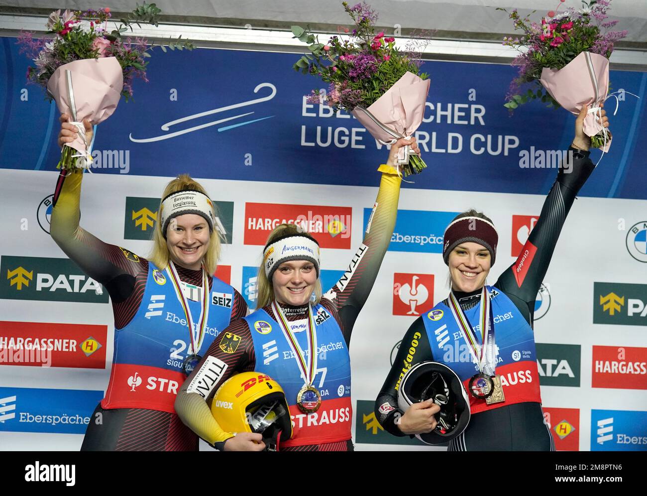 From left, second placed Dajana Eitberger, first placed Anna Berreiter ...