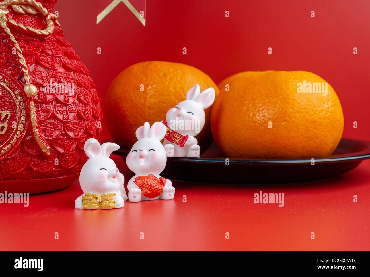 Chinese Year 2023. Rabbit decorations with Chinese Sentences ...