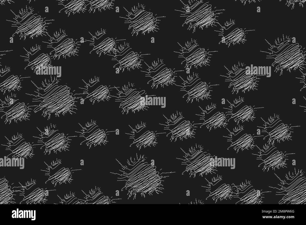 Abstract White Doodles Seamless Pattern on Black Stock Vector Image ...
