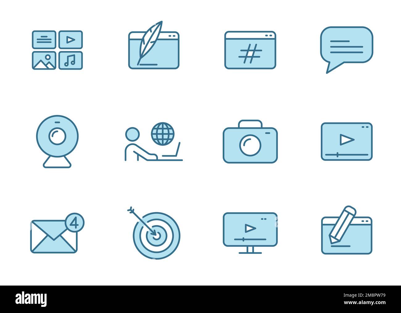 blog outline vector icons in two colors isolated Stock Vector Image ...