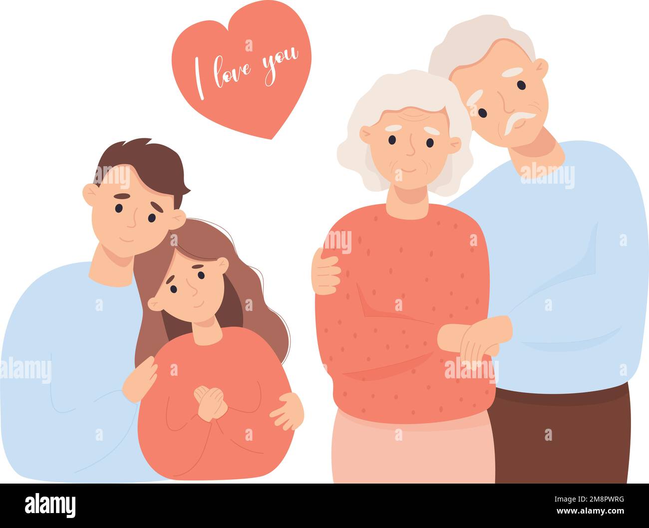 Happy couple in love. Cute pair young people and enamored old, aged man ...