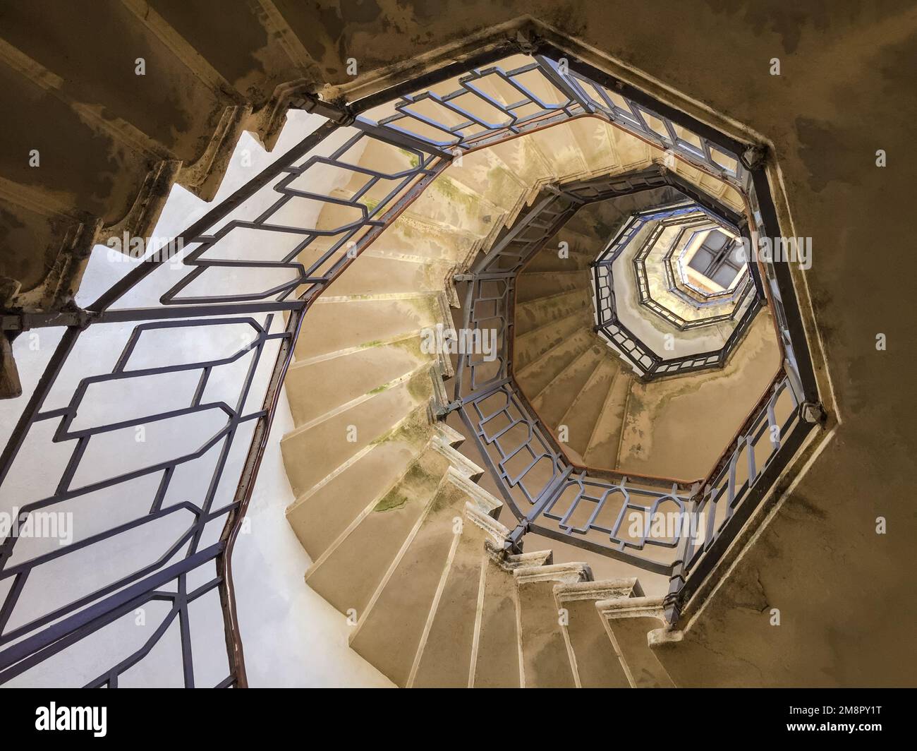 Spiral of stairs at Faro Voltiano in Brunate above Lake Como, Italy ...