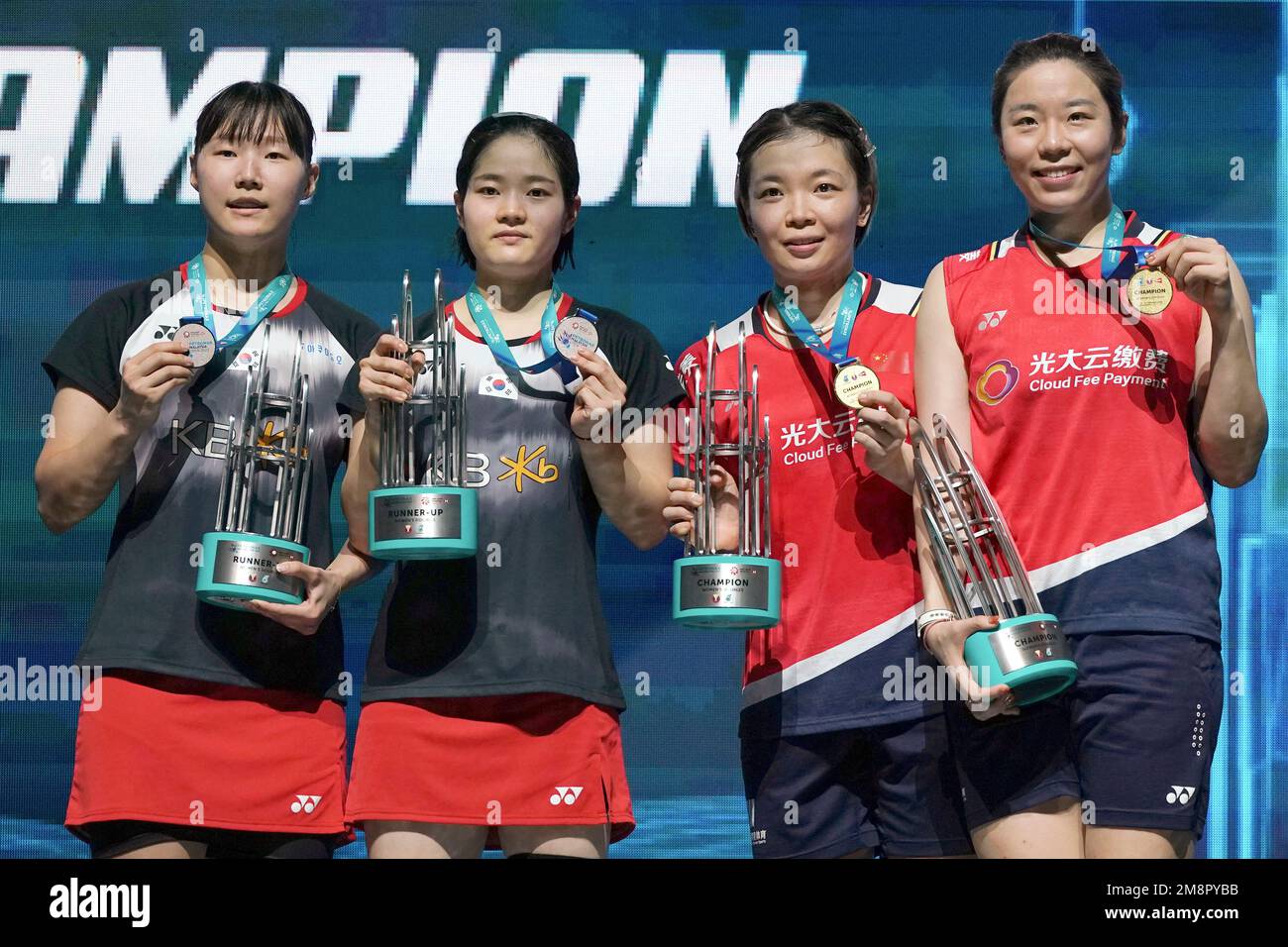 South Korea's Baek Ha Na, Lee Yu Lim, runners-up, and China's Chen Qing ...