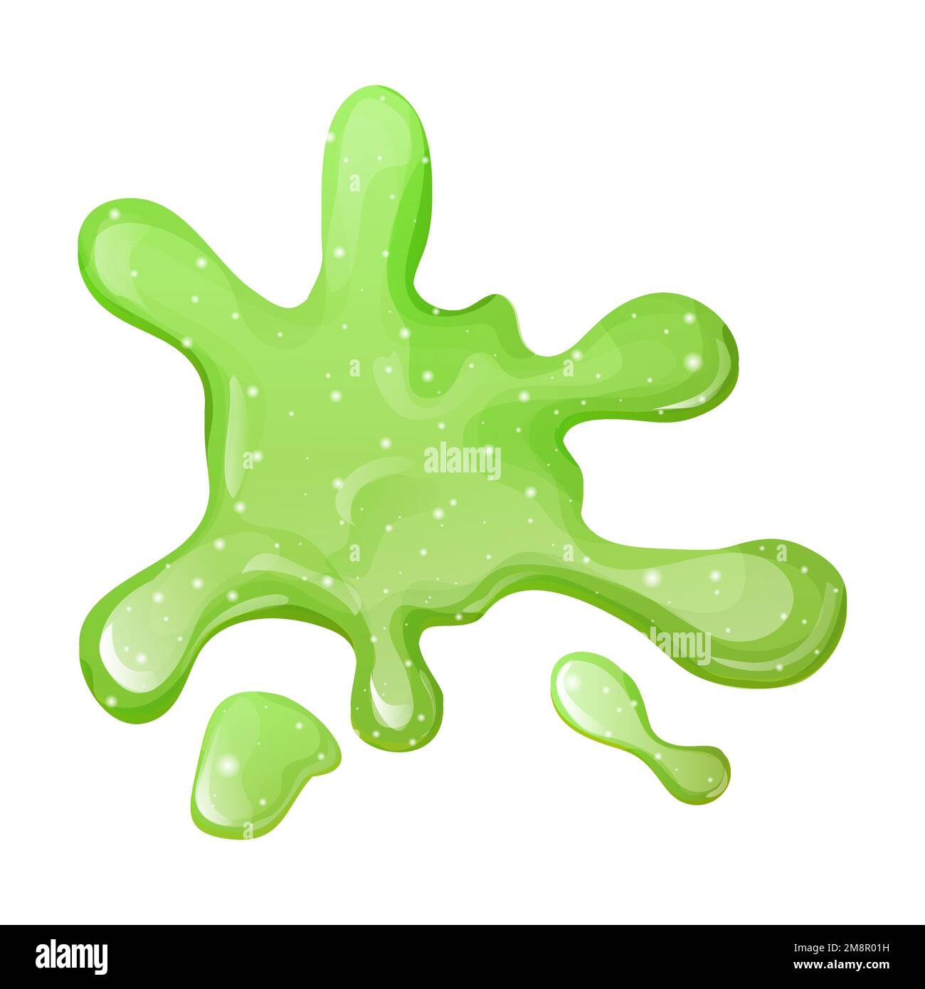 Slime splat, green bright sticky jelly drop with glitter in cartoon ...