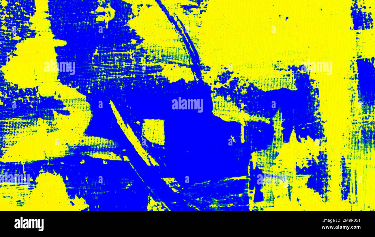 Abstract yellow and blue background. Circles, lines, waves, stripes ...