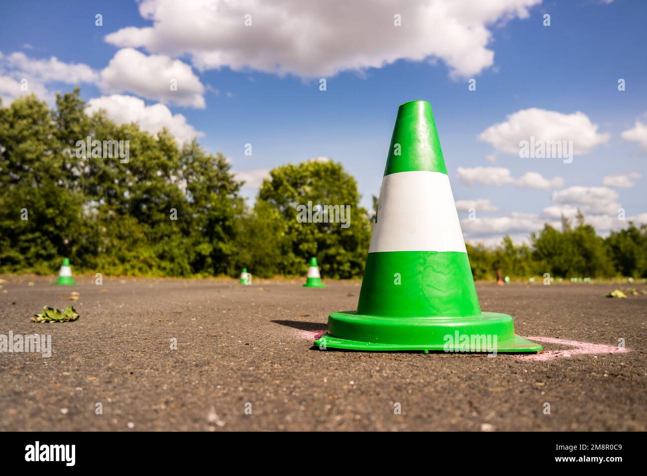 Pylons on a driving practice area Stock Photo - Alamy