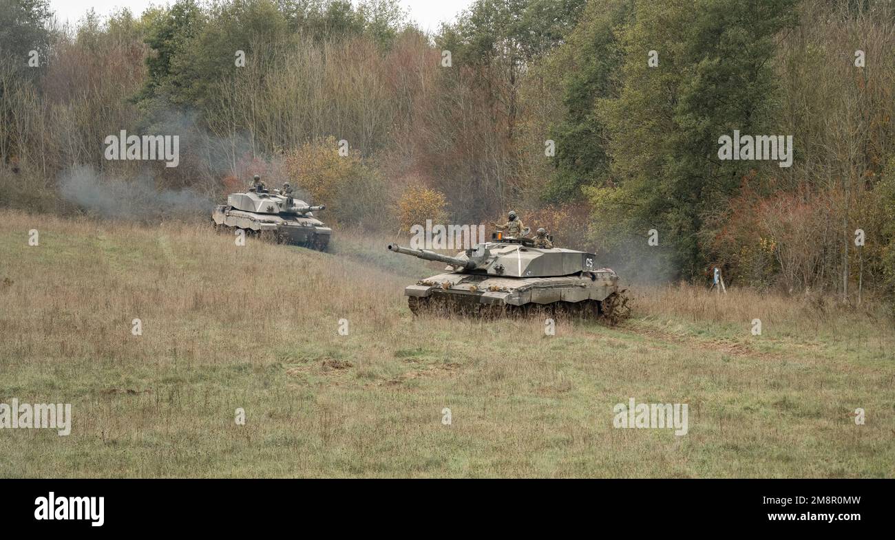 close-up of a pair of British army FV4034 Challenger 2 ii main battle ...