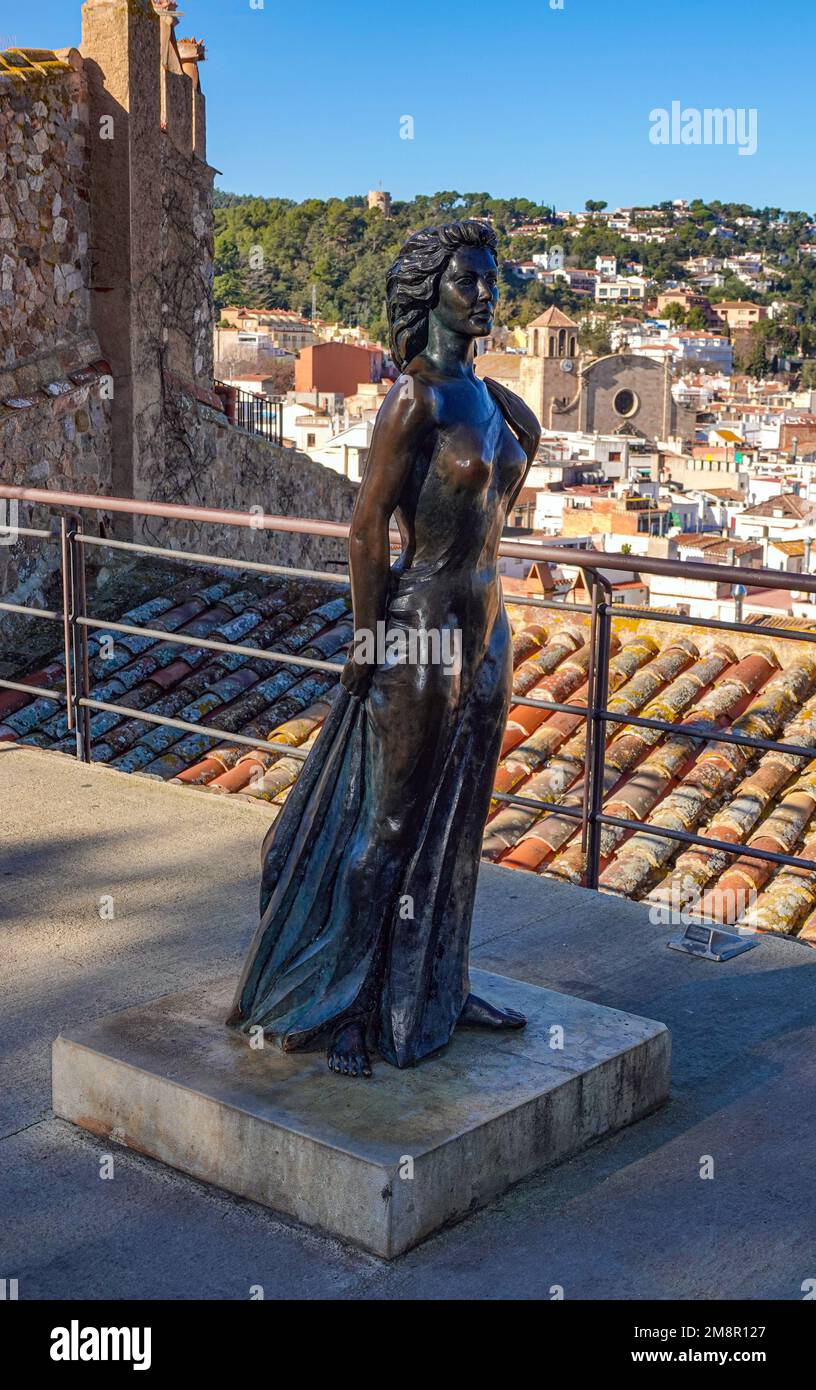 The ancient town of Tossa del Mar, on the coast of the Costa Brava ...