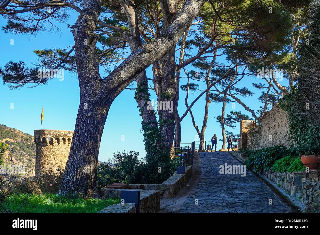The fort in the ancient town of Tossa del Mar, on the coast of the ...