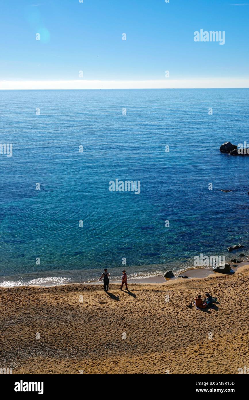 Beaches and the ancient town of Tossa del Mar, on the coast of the ...