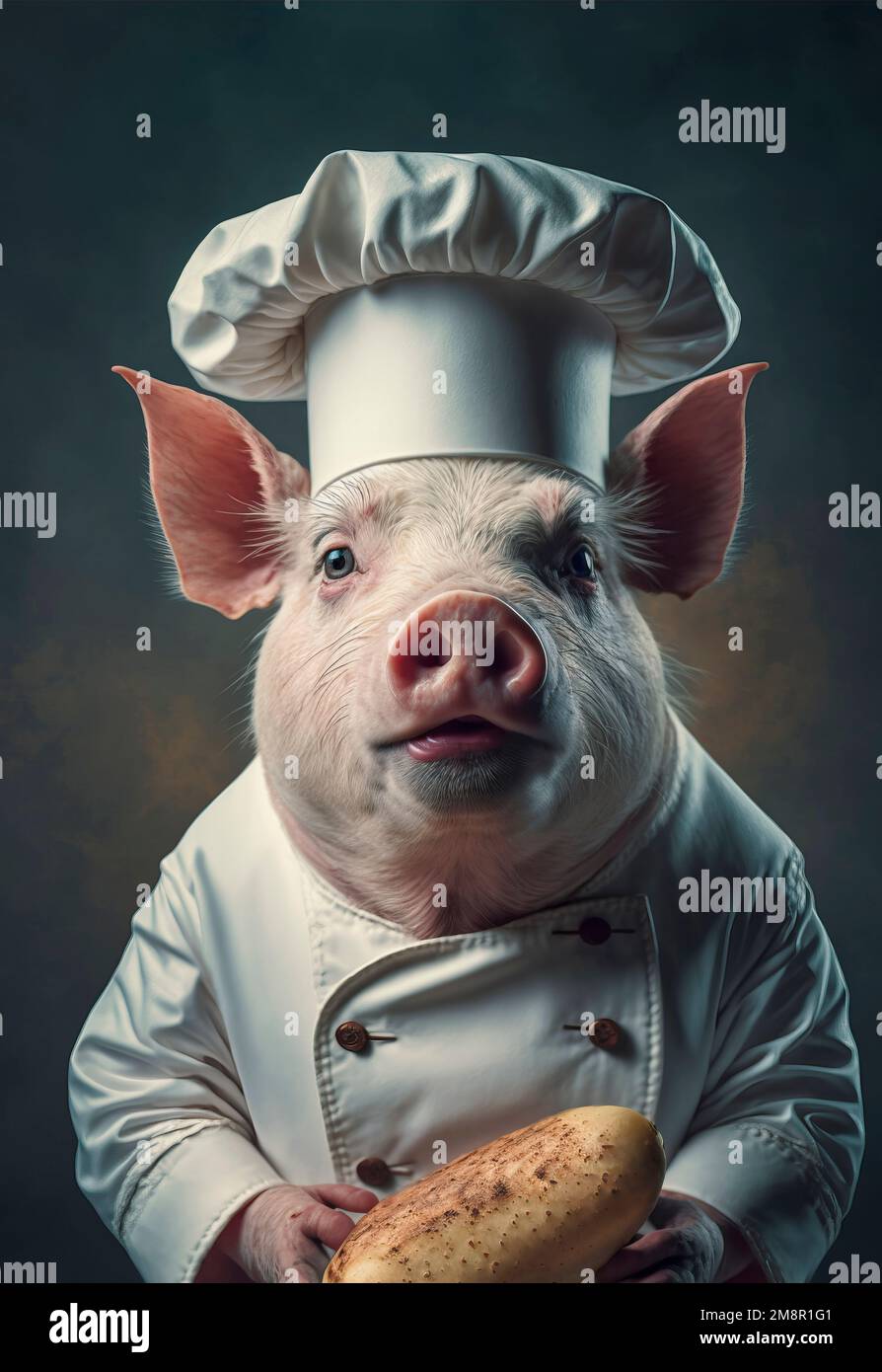 Pig in chefs whites hi-res stock photography and images - Alamy