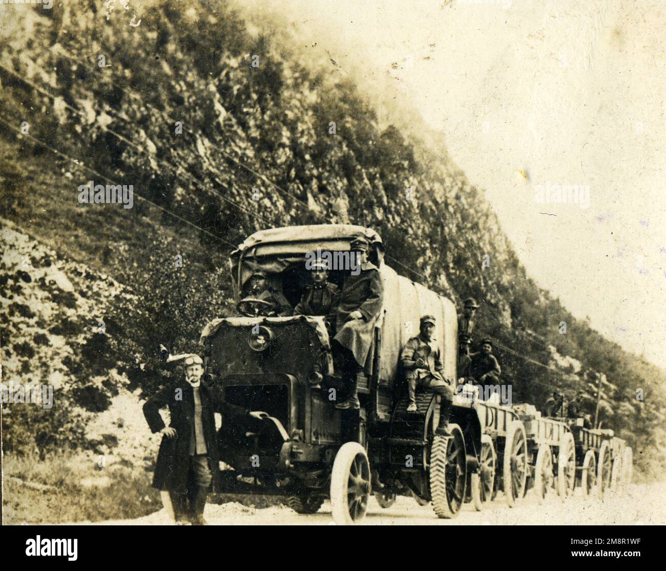 Italian Soldiers using Early Fiat truck North of Italy , ca.1915 Stock ...
