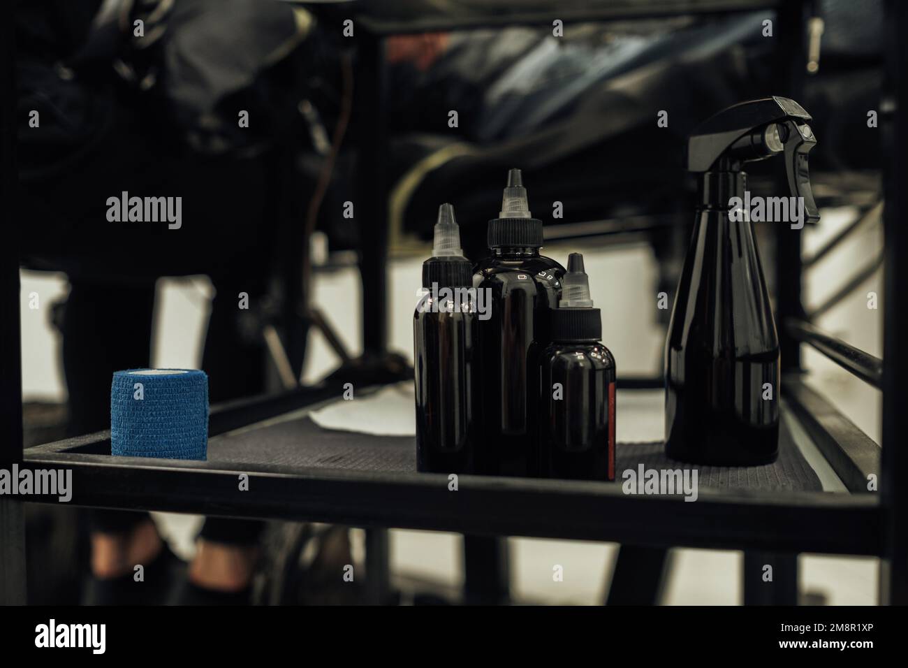 Close Up of Bottles with Ink Inside, Essentials of Creating Tattoo at ...