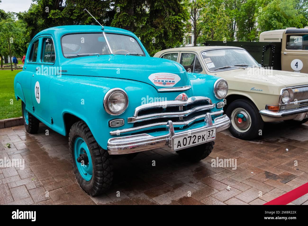 Blue GAZ M72 Volga at Classic Soviet Car Exhibition Stock Photo - Alamy