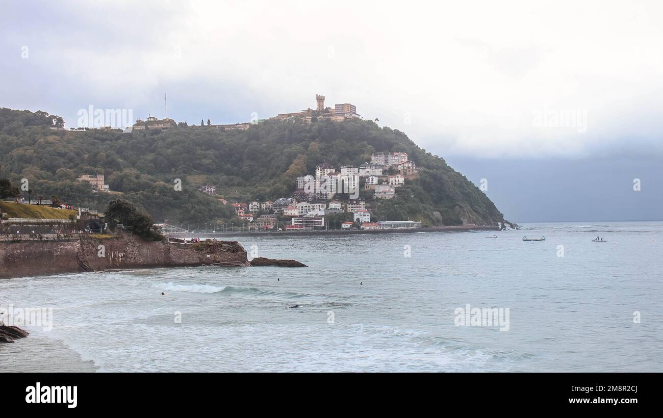 Nice view to Monte Igueldo next to Playa de la Concha, San Sebastian ...