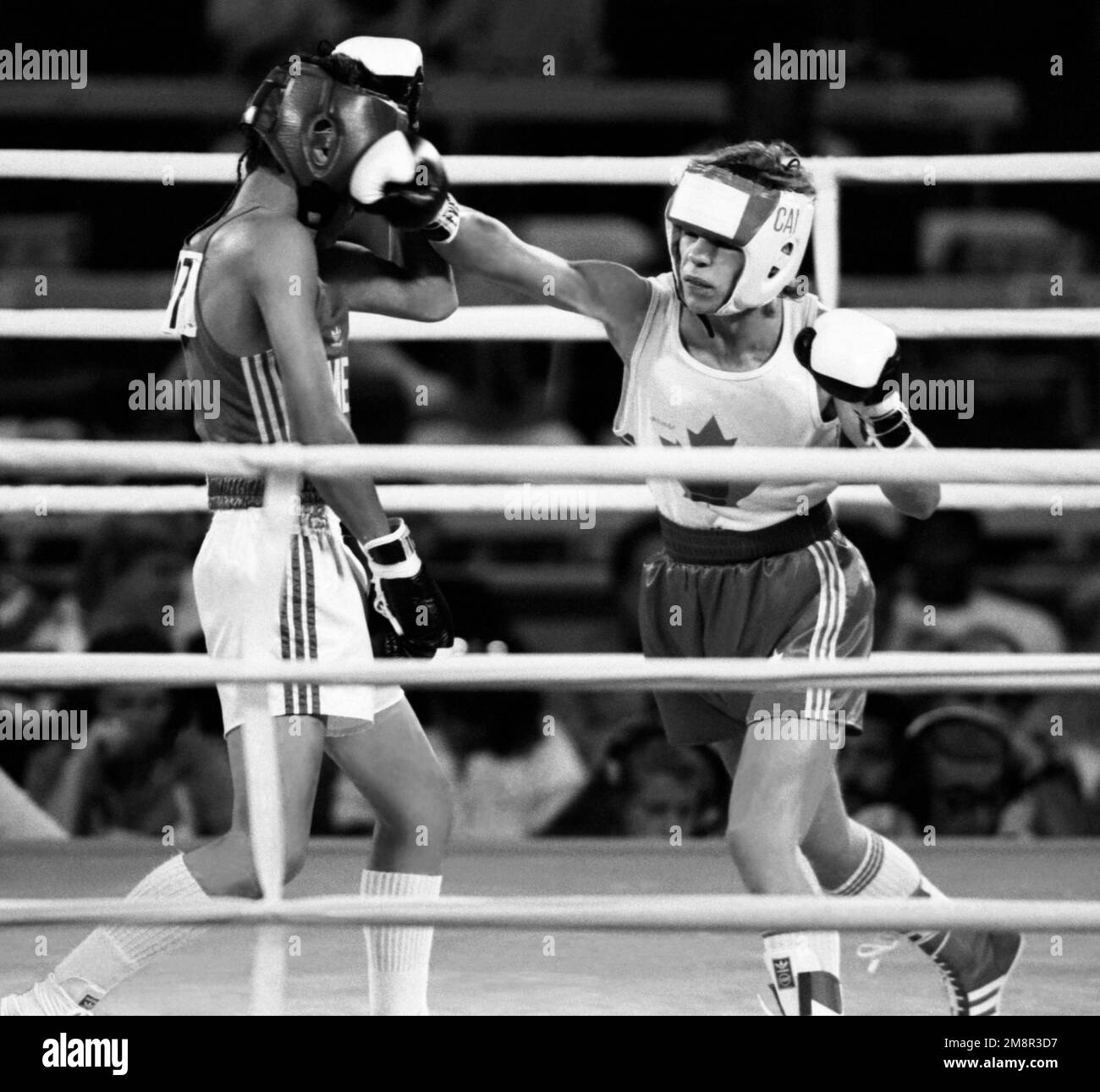 OLYMPIC SUMMER GAMES IN LOS ANGELES 1984 BOXING Dale Walters Canada aginst Hector Lopez Mexico ...