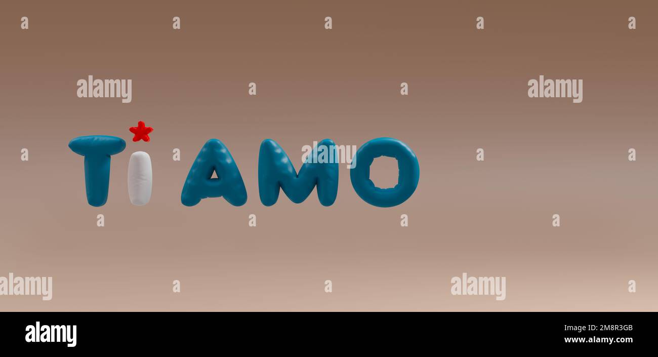 Ti amo text balloons letters on beige color background. 3d work Stock ...