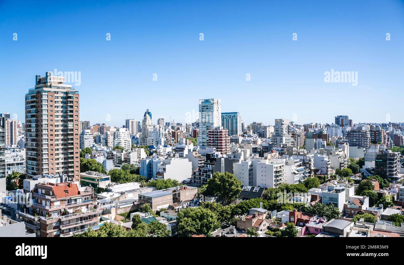 View of Buenos Aires from above. Cityscape architecture, houses and ...