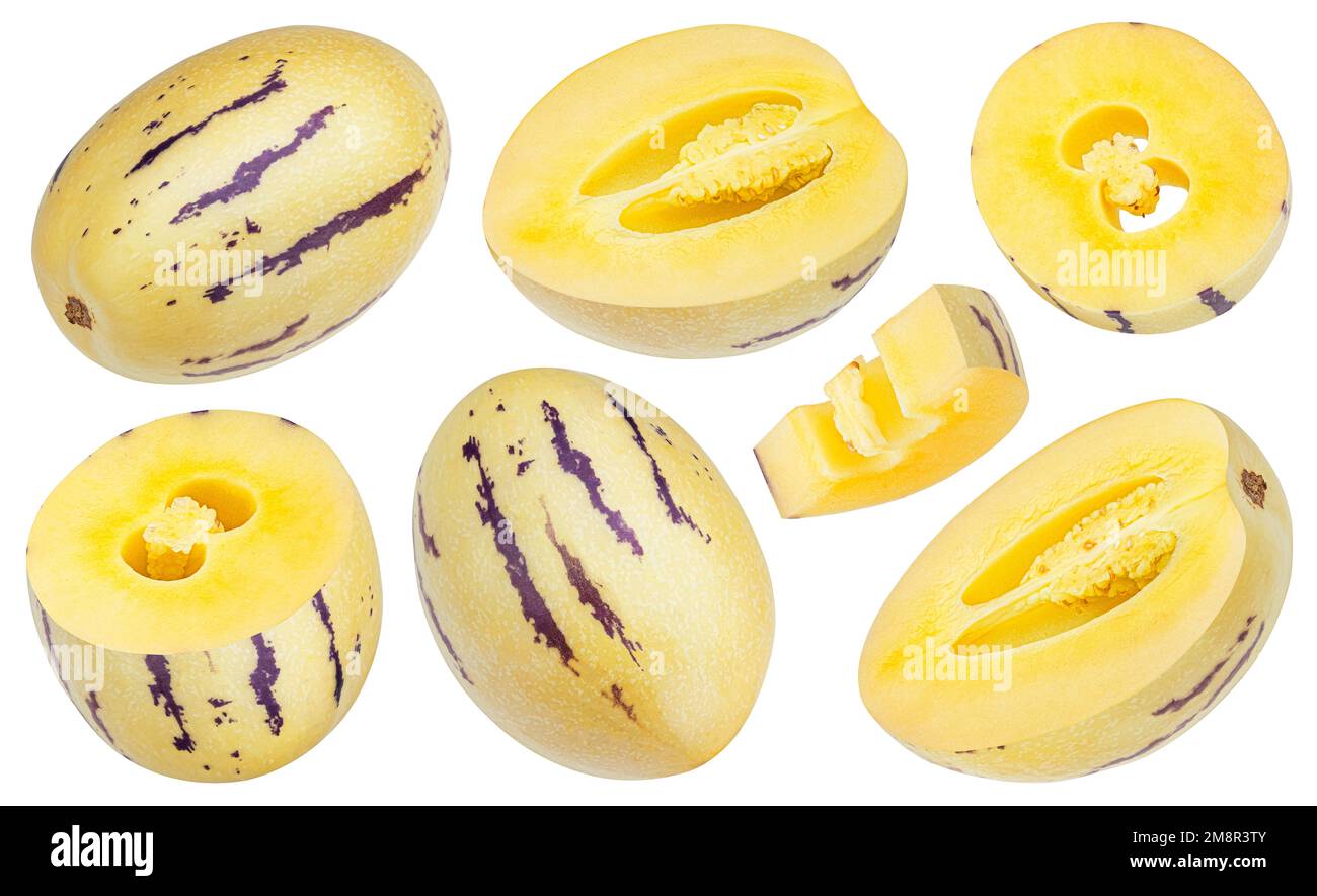 Pepino melon fruit isolated on white background, collection Stock Photo ...