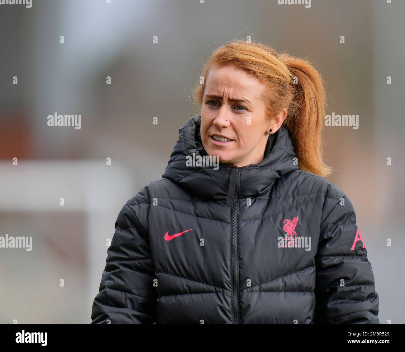 Rachel Furness #10 of Liverpool Women inspects the pitch before the The ...
