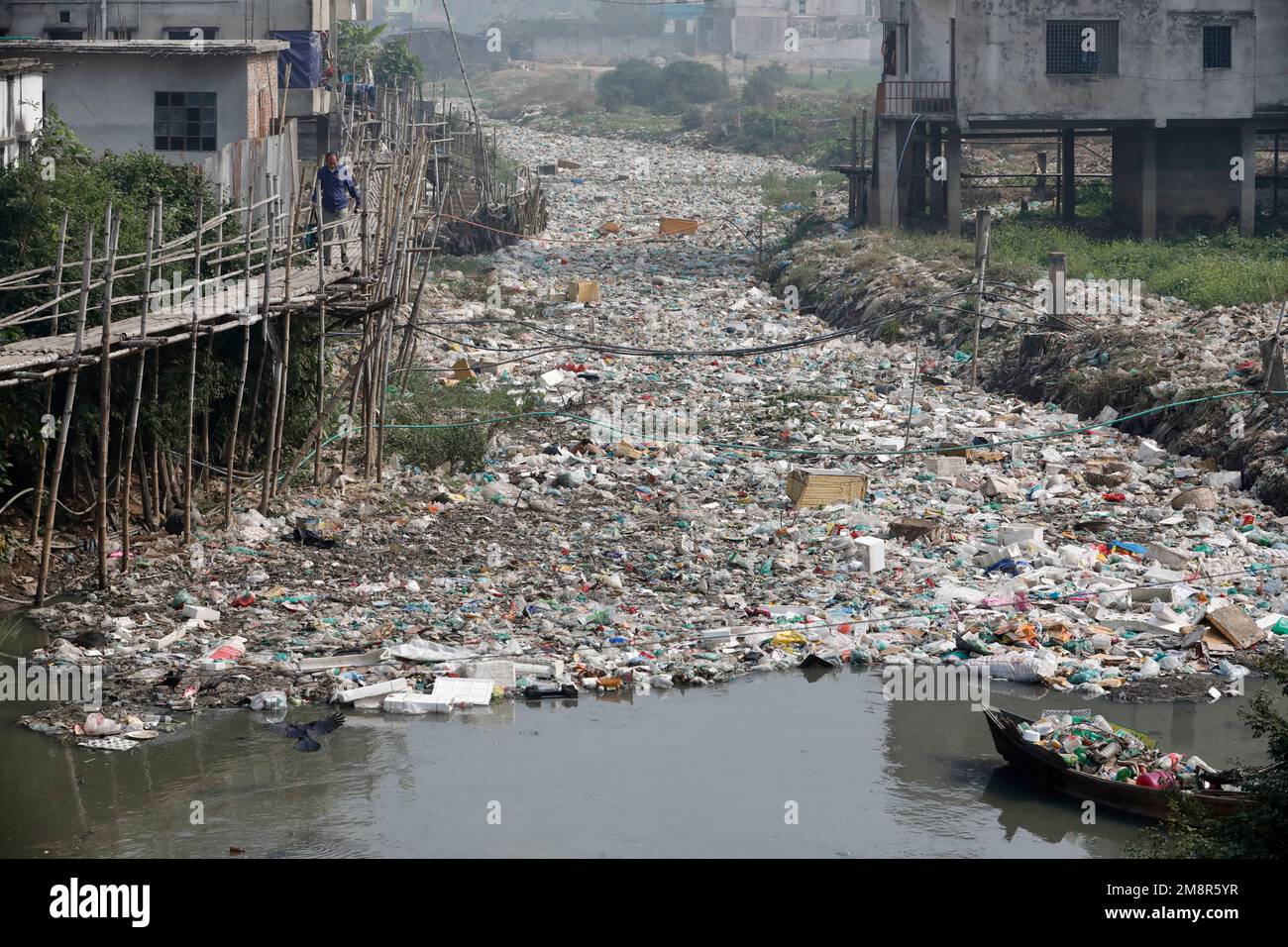 Dhaka, Bangladesh - January 12, 2023: Wastage plastic material and ...