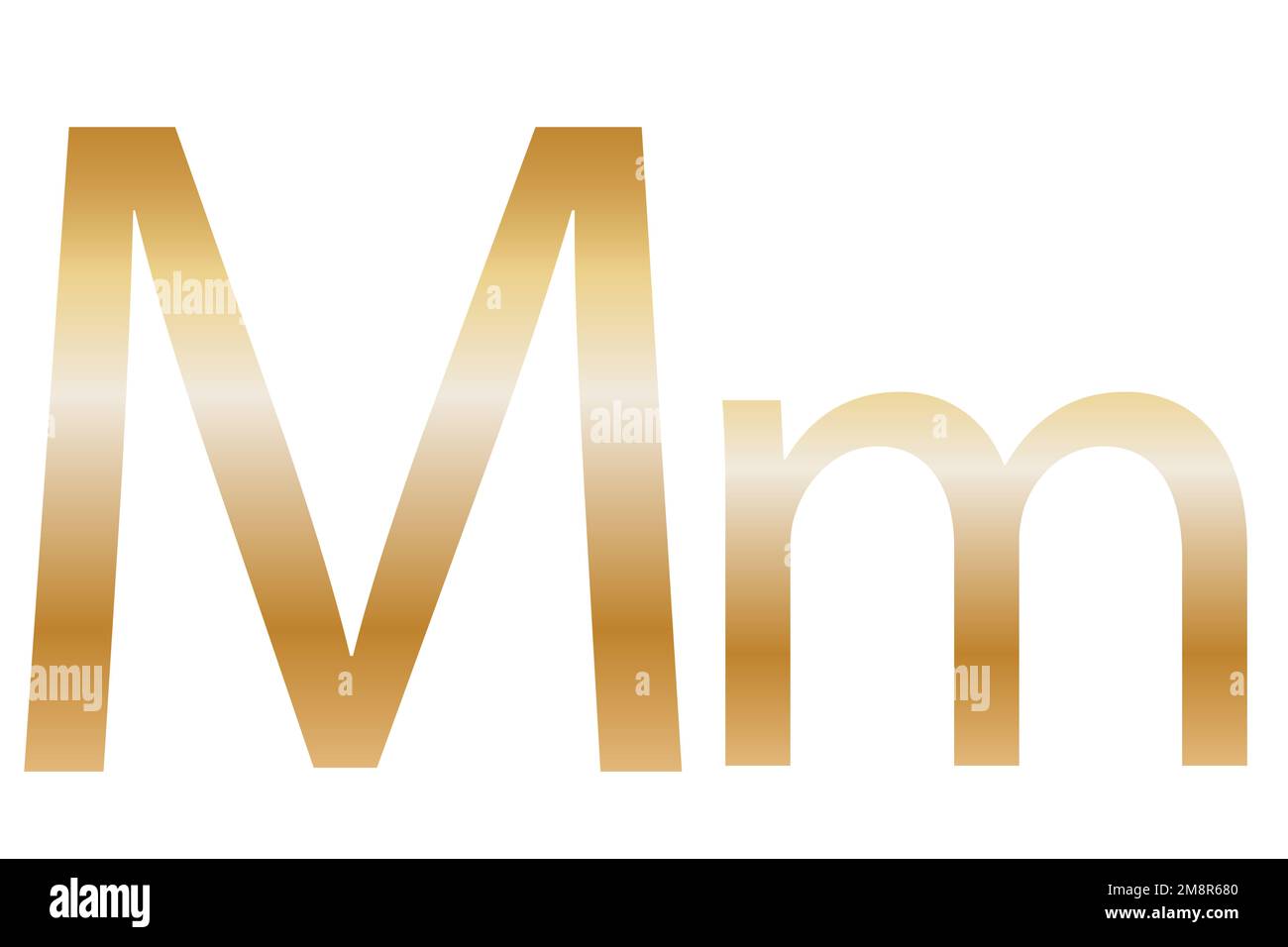 Letter M. Golden color with a gradient. Classic font. Isolated on a ...