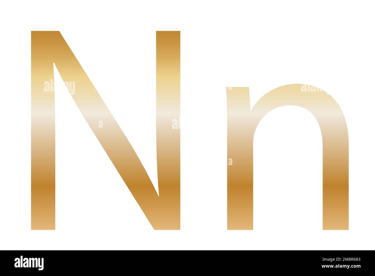 Letter N. Golden color with a gradient. Classic font. Isolated on a ...