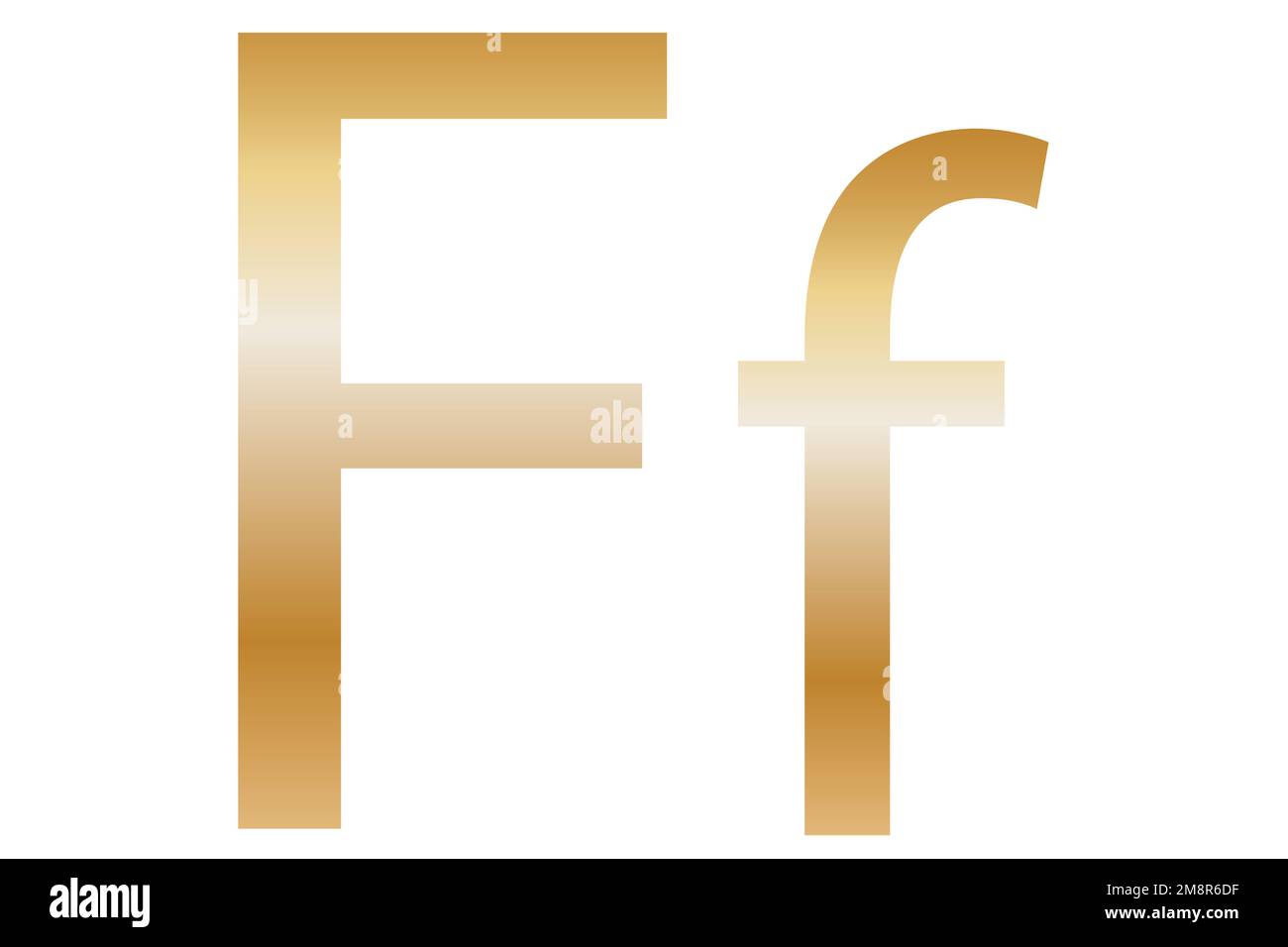 Letter F. Golden color with a gradient. Classic font. Isolated on a ...