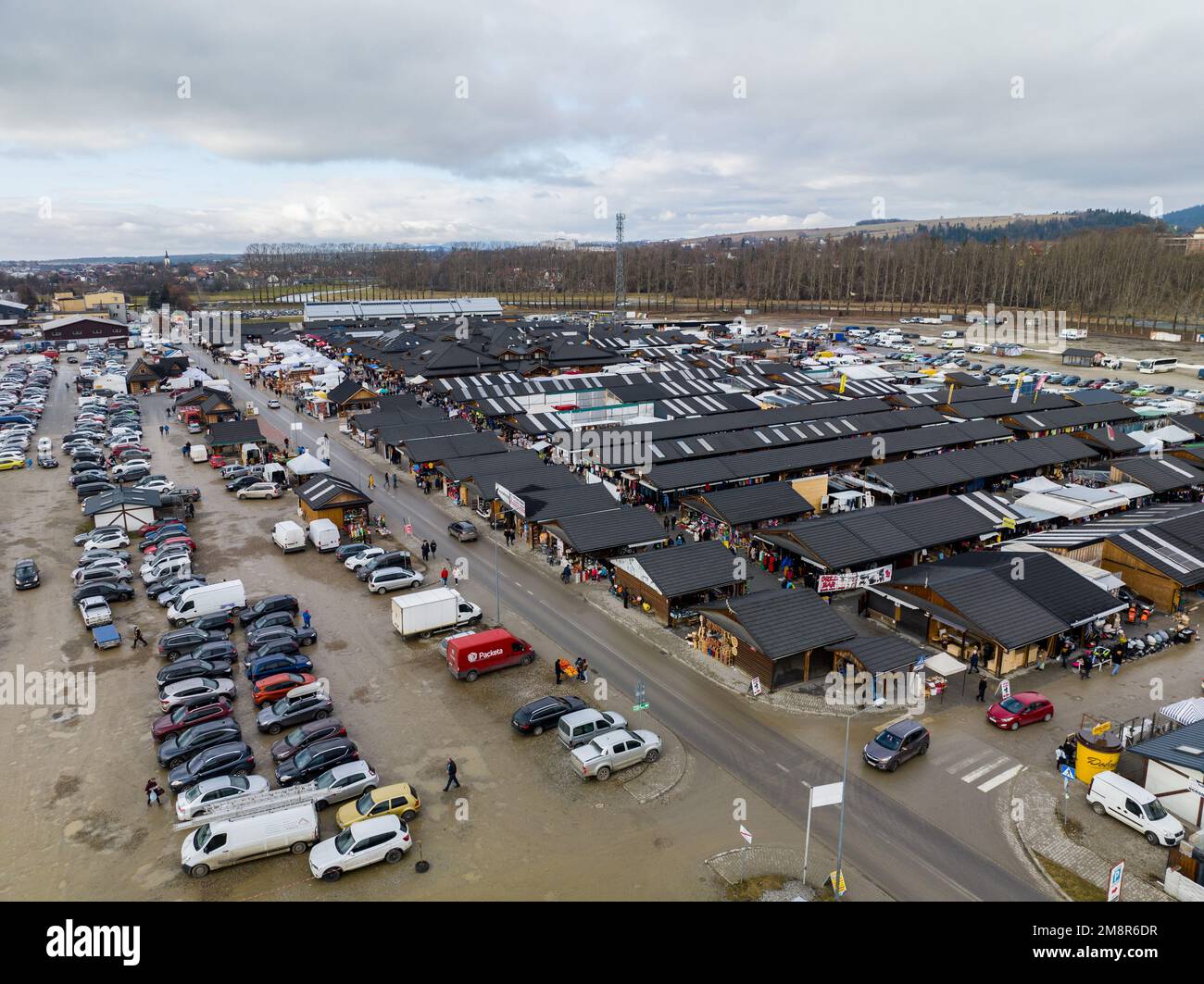 Aerial view of the market in Nowy Targ, Poland Stock Photo - Alamy