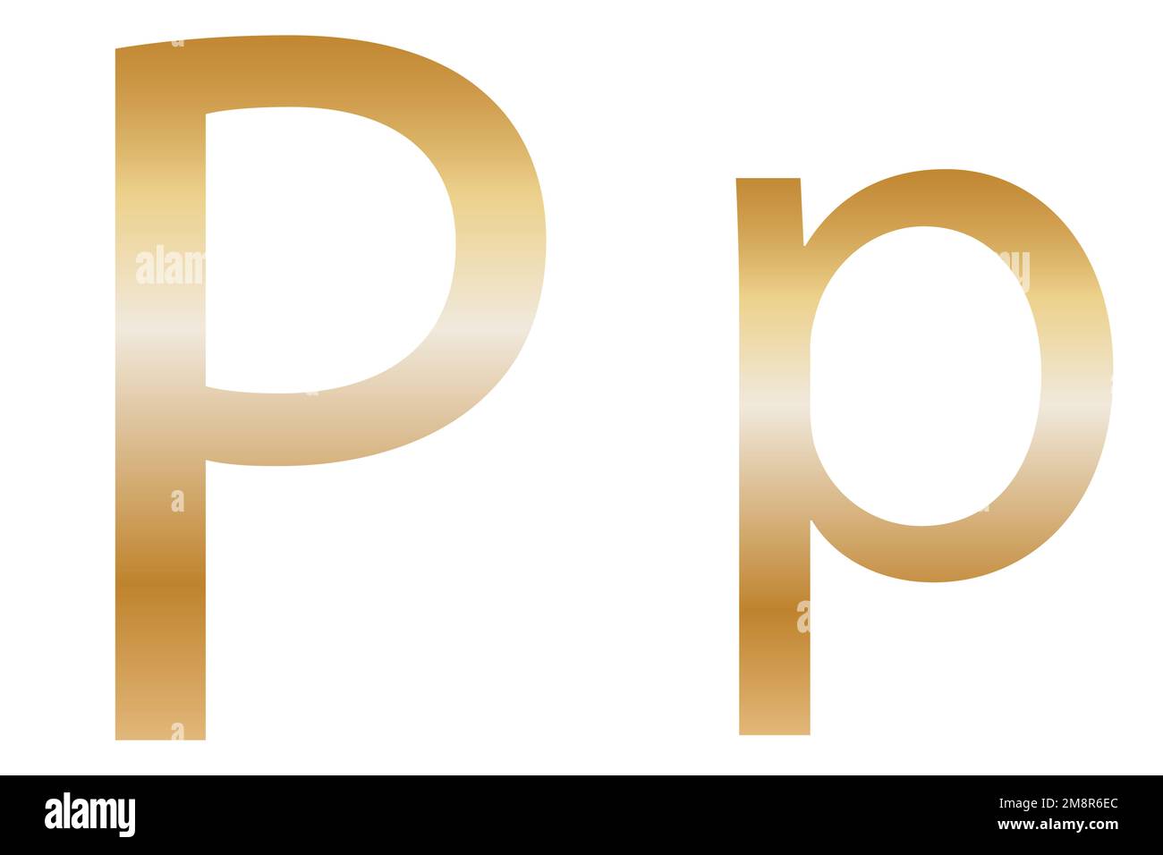 Letter P. Golden color with a gradient. Classic font. Isolated on a ...