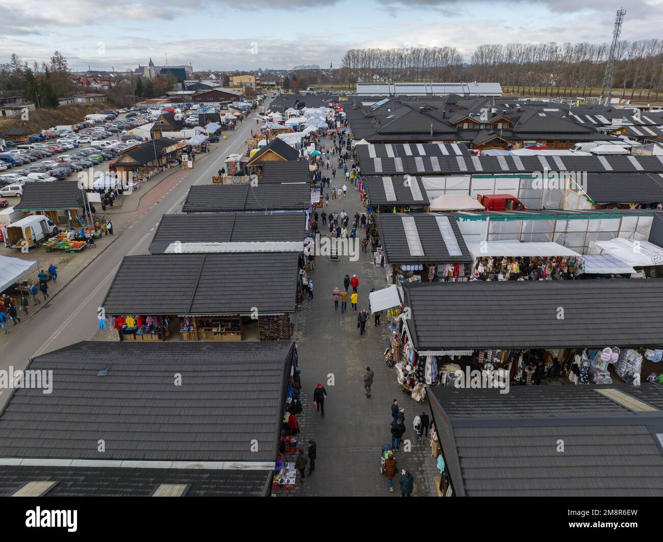 Aerial view of the market in Nowy Targ, Poland Stock Photo - Alamy