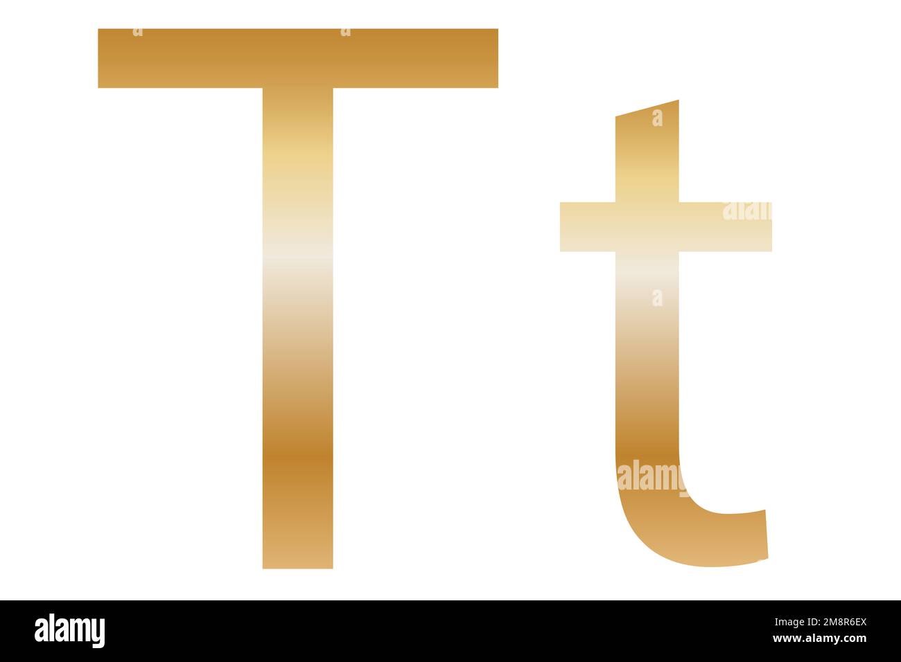 Letter T. Golden color with a gradient. Classic font. Isolated on a ...