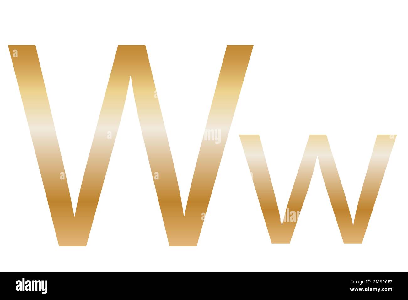 Letter W. Golden color with a gradient. Classic font. Isolated on a ...