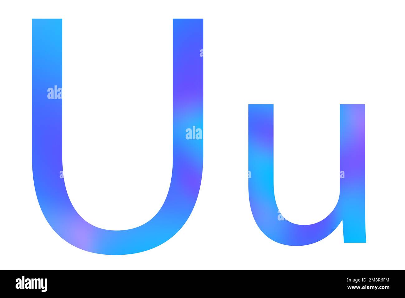 Letter U. Blue color with gradient. Classic font. Isolated on a white ...