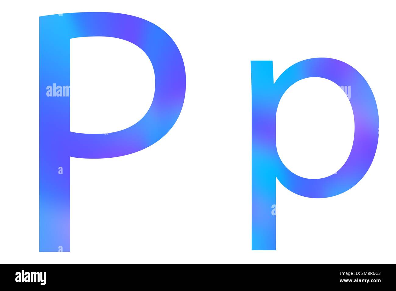 Letter P. Blue color with gradient. Classic font. Isolated on a white ...